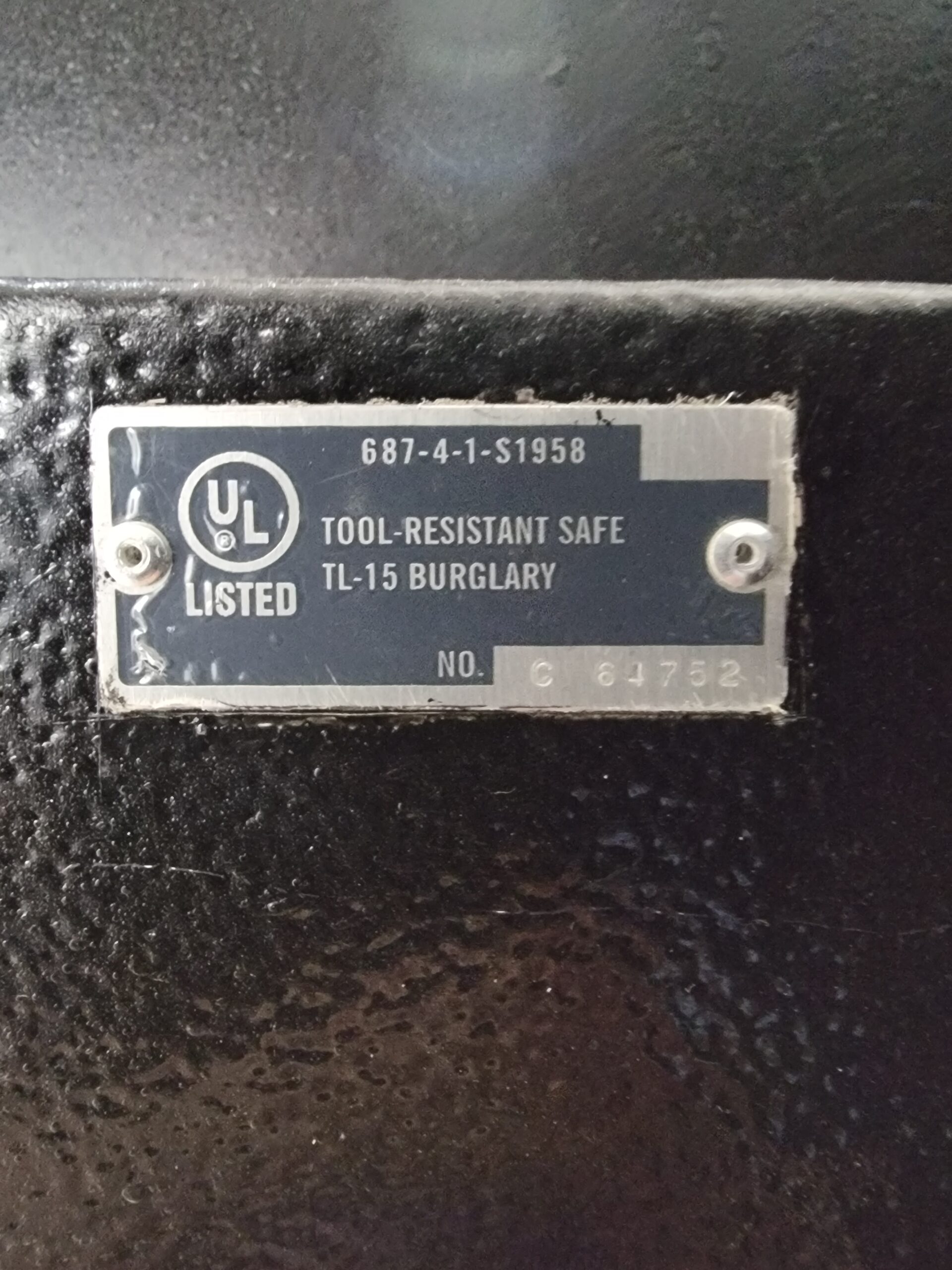 Diebold Cashgard TL-15 Plate Body Safe