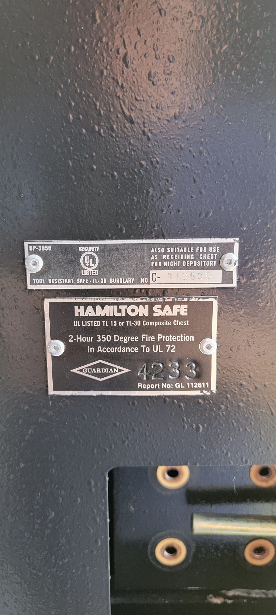 Refurbished Hamilton Composite Body TL-30 Safe
