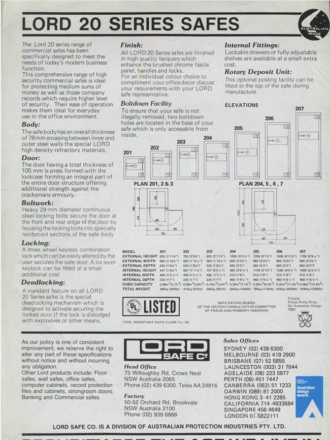 Lord Composite Body TL-30 Safe - Refurbished