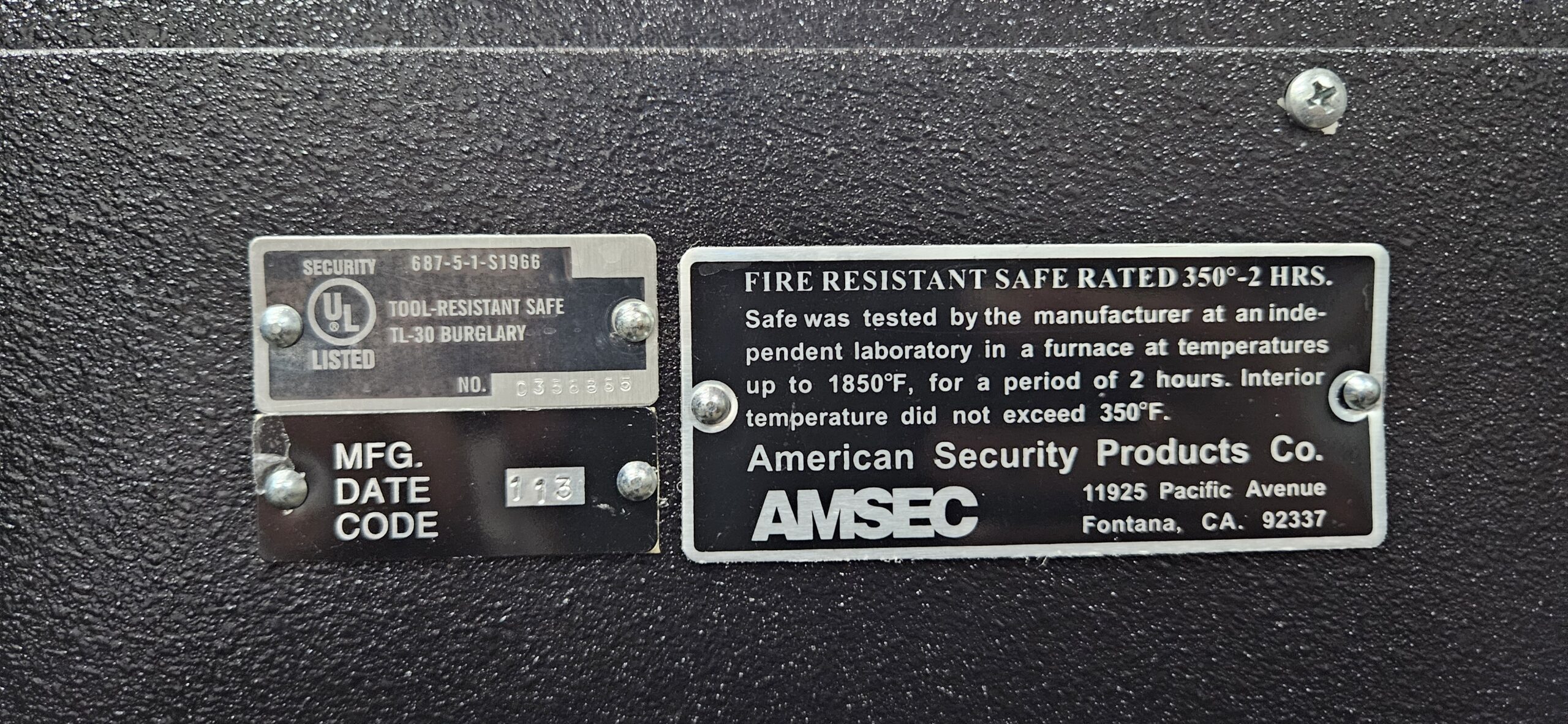 Amsec CF6528 High Security Composite Body TL-30 Safe
