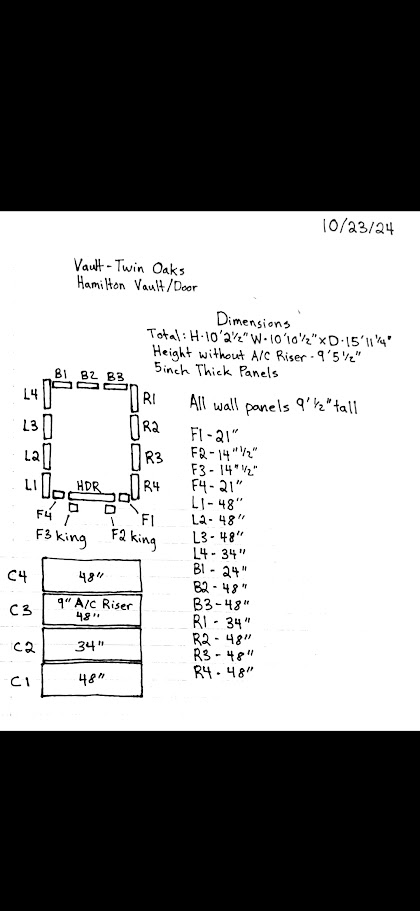 Hamilton Class I Modular Vault - 10’H x 11’W x 16’D- Ready to Install